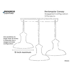 Progress Lighting P8404-143 Three-Light Linear Pendant Accessory Canopy, Black,Graphite