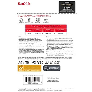 SanDisk 256GB ImageMate PRO microSDXC UHS-1 Memory Card with Adapter - C10, U3, V30, 4K UHD, A2 Micro SD Card - SDSQXBD-256G-AW6KA