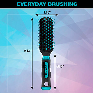 Conair Salon Results Hairbrush - Hair brush - Hairbrush for Men and Women - Detangling Hair Brush - Hairbrush for All Hair Types with Nylon Bristles