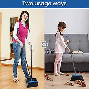 Broom and Dustpan Set, Broom and Dustpan Set for Home,Upright Dust Pan Combo Sweep Set