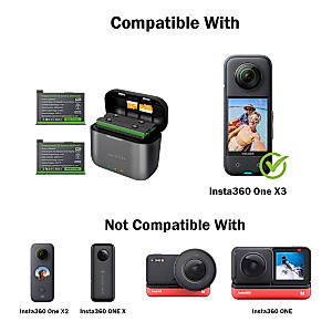 NBZZ 2 Packs 360 X3 Batteries with Charger Hub Fast Charge for Insta 360 ONE X3 Battery 1800mAh Insta 360 x3 Accessories with Misro SD Card Slots (Battery Charger Hub with 2 Batteries)