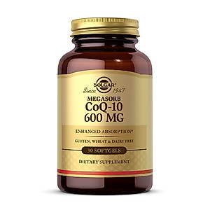 Solgar Megasorb CoQ-10 600 mg, 30 Softgels - Promotes Heart & Nervous System Health - Coenzyme Q10 Supplement - Enhanced Absorption - Gluten Free, Dairy Free - 30 Servings