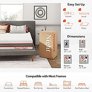 Sweetnight Queen Mattress, 12 Inch Gel Memory Foam Mattress in a Box for Cooling Sleep, Flippable Mattress with Two Firmness Preference, Pressure Relieving, CertiPUR-US Certified