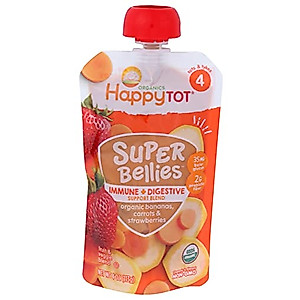 HAPPY TOT Organic Banana, Carrots, & Strawberries Immunity Baby Food, 4 OZ