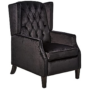 Christopher Knight Home Diana Wingback Recliner, Black + Dark Brown