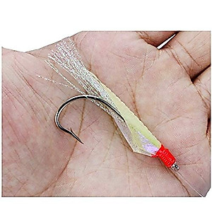 OriGlam Luminous Fishing Rigs with Real Fish Skin, Glow Beads & High Carbon Hooks for Fresh/Saltwater