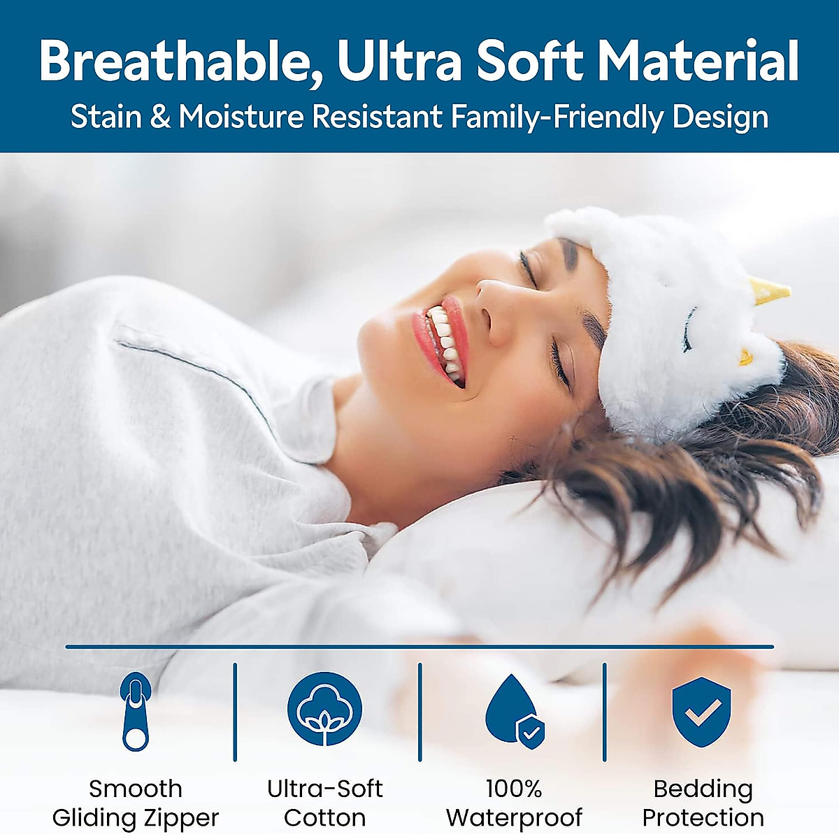 Guardmax Premium Pillow Protector with Zipper Body Size - Waterproof and Bed Bug Proof Pillow Covers - Pillowcases Protect Against Allergens, Dust Mites, Bed Bugs, and Liquid Spills