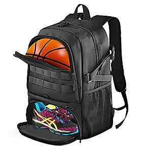 BROTOU Basketball Bag, Soccer Backpack for adult, Volleyball Football Backpack Sports Gym Bag with Shoe and Ball Compartment for Men/Women (Black-new)