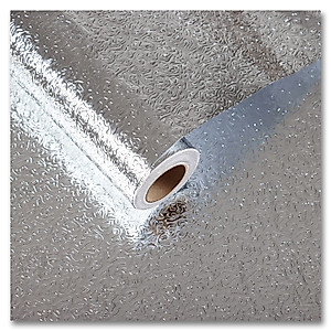 Cre8tive Aluminum Foil Mirror Silver Wallpaper 24" x 354" Wide Kitchen Waterproof Oil Proof Removable Contact Paper Stainless Steel Heat Resistant Decorative Wall Film for Fridge Dishwasher Backsplash