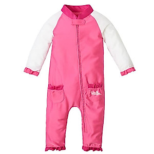 UV SKINZ Baby Girls’ Sun and Swimsuit with UPF 50+ Sun Protection – Full Body Swimsuit for Baby, Baby UV Protection Clothing, Baby Girl Swim Bodysuit - Bubblegum Pink/White - 6/12M