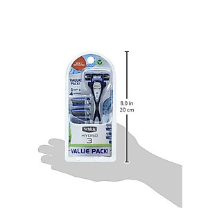 Schick Hydro 3 Razor for Men Value Pack with 4 Razor Blade Refills