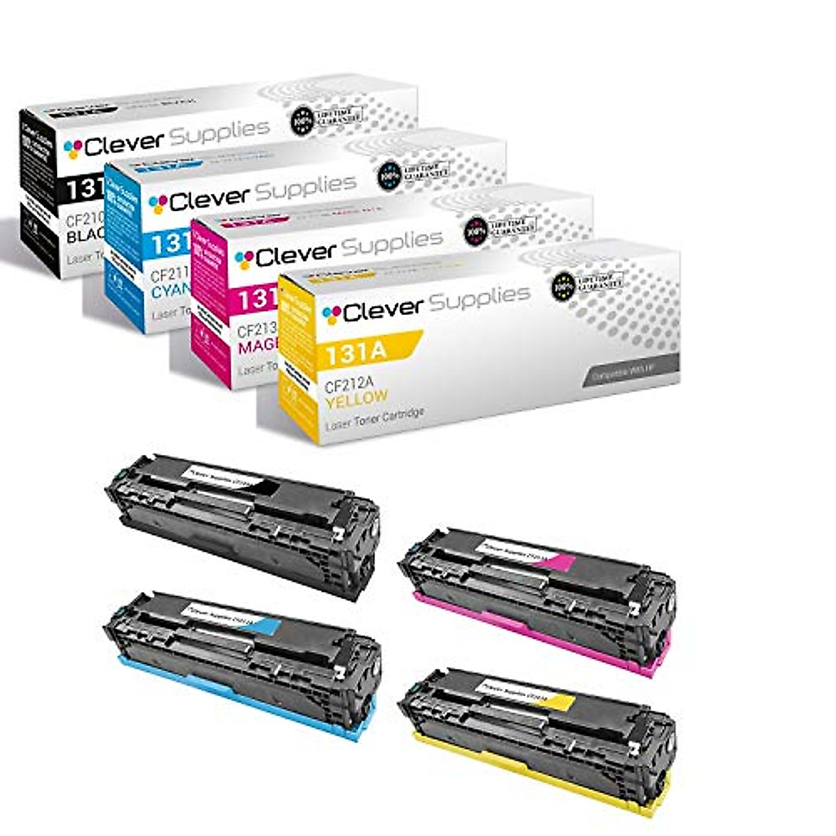 CS Compatible Toner Cartridge Replacement for HP PRO 200 M276NW CF210A Black CF211A Cyan CF212A Yellow CF213A Magenta HP 131A COLOR LASERJET M251NW M276NW PRO 200 M251N M251NW M276N M276NW 4 Color Set