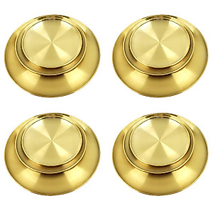 12 Pack Stainless Steel Plates, Reusable Brushed Metal Dinner Plates, Durable Metal Dinner Dishes for Picnic BBQ Steak(gold)