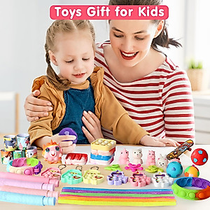 55 PCS Party Favors for Kids,Fidget Toys Bulk,Valentines Day Gifts for Kids,Treasure Chest Prizes,Goodies Bag Fillers,Treasure Box Toys Classroom Prizes