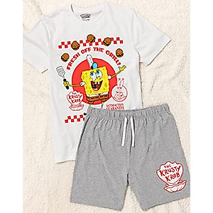 SpongeBob SquarePants Mens Pyjamas Krusty Krab Burger T-Shirt Shorts Pjs TV Show White