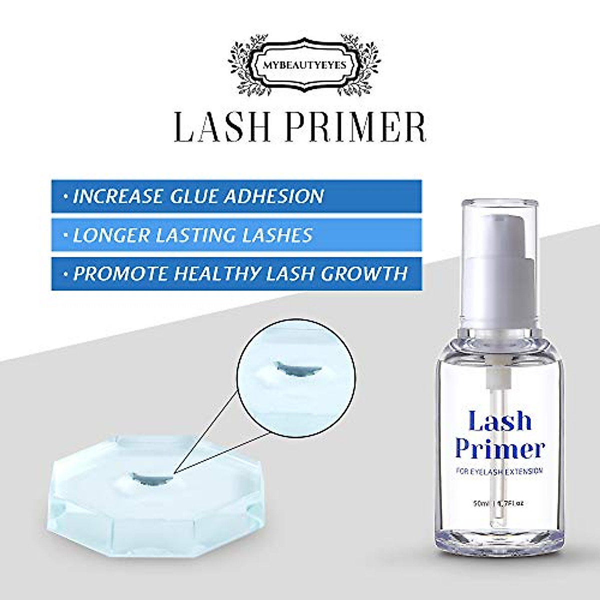Lash Primer for Eyelash Extension 1.7 FL/oz (50ml) / Pre-Treatment for Semi Permanent Eyelash/Easily Removes Proteins and Oils/Oil Free/Longer Extension Retention (1.7 FL/oz (50ml))