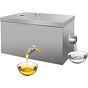 Stainless Steel Grease Trap, Top Inlet Commercial Grease Interceptor, Under Sink Grease Trap Waste Water Oil-water Separator with Removable Filter Basket, for Kitchen, Restaurant, Canteen, Factory