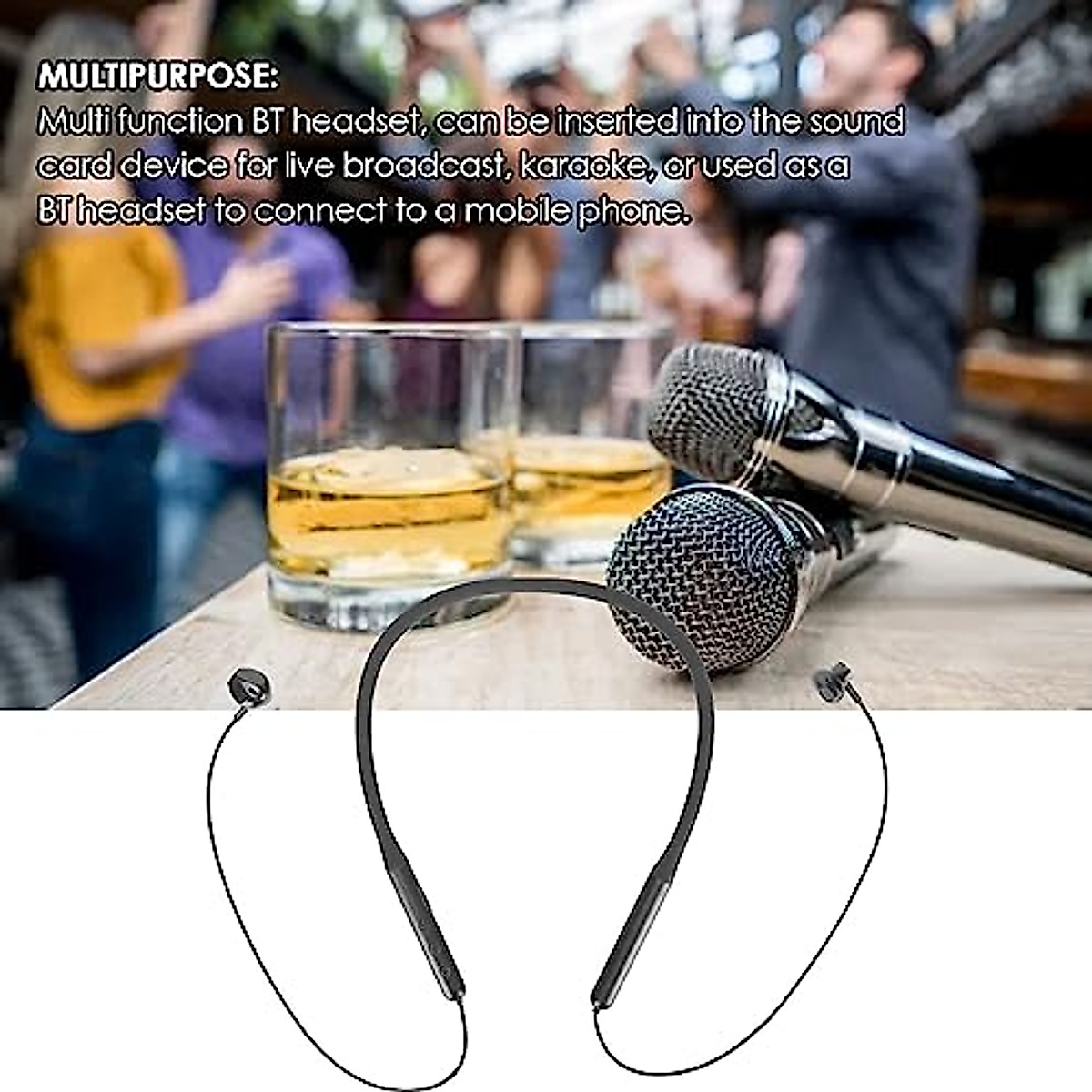 Neckband Monitor Headphone, 20ms Ultra Low Latency Multi Function Headset with Mic in Ear Magnetic Neckband Earphone for Phone Call Live Streaming Karaoke