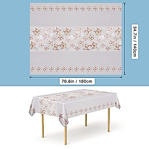 FYY Wipeable Plastic Tablecloth - 55 x 70 Inch Heavy Duty Waterproof PVC Rectangle Tablecloth, Oil Spill Proof, Heat-Resistant, Polyester Backing Plastic Table Cover for Dining, Camping, Picnic, Party