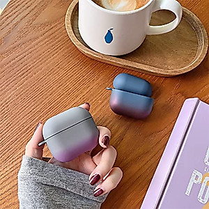 Graduated Color Hard Plastic Protective PC Case Cover Sleeve Compatible with Lenovo thinkplus LP40 Earbuds, Frosted Touch Feel Protective Skin Sleeve with Carabiner (C)