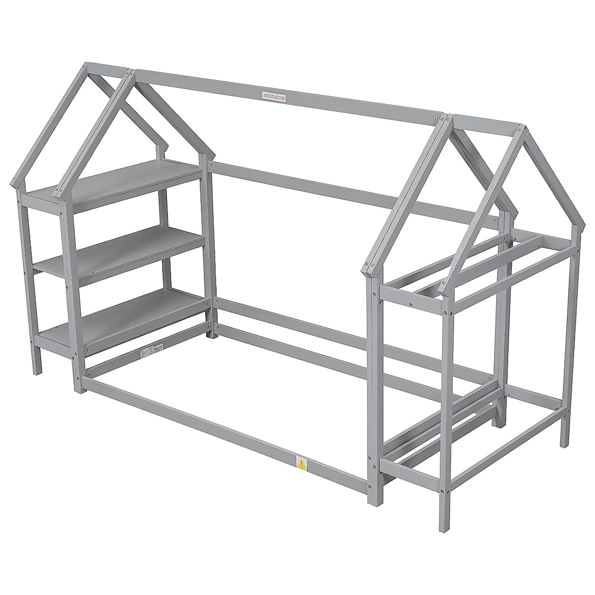 Harper & Bright Designs Twin House Floor Bed with 2 Detachable Stands, Wood Twin Floor Bed for Kids, Montessori Beds, Playhouse Bed, Twin Size Bed Frame for Girls, Boys (Gray)