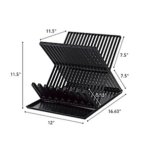 YAMAZAKI home 2608 Dish Drainer-Drying Rack for Kitchen Counters, One Size, Black