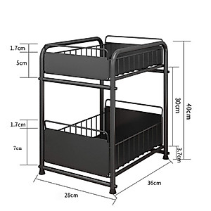 LEAYAN Under Sink Storage 2 Tier Pull Out Organizer,Under Sink Organizer,Sliding Cabinet Basket Organizer Drawer for Kitchen,Under Organizer for Countertop, White 36x28x40cm Under Sink Rack Shelf