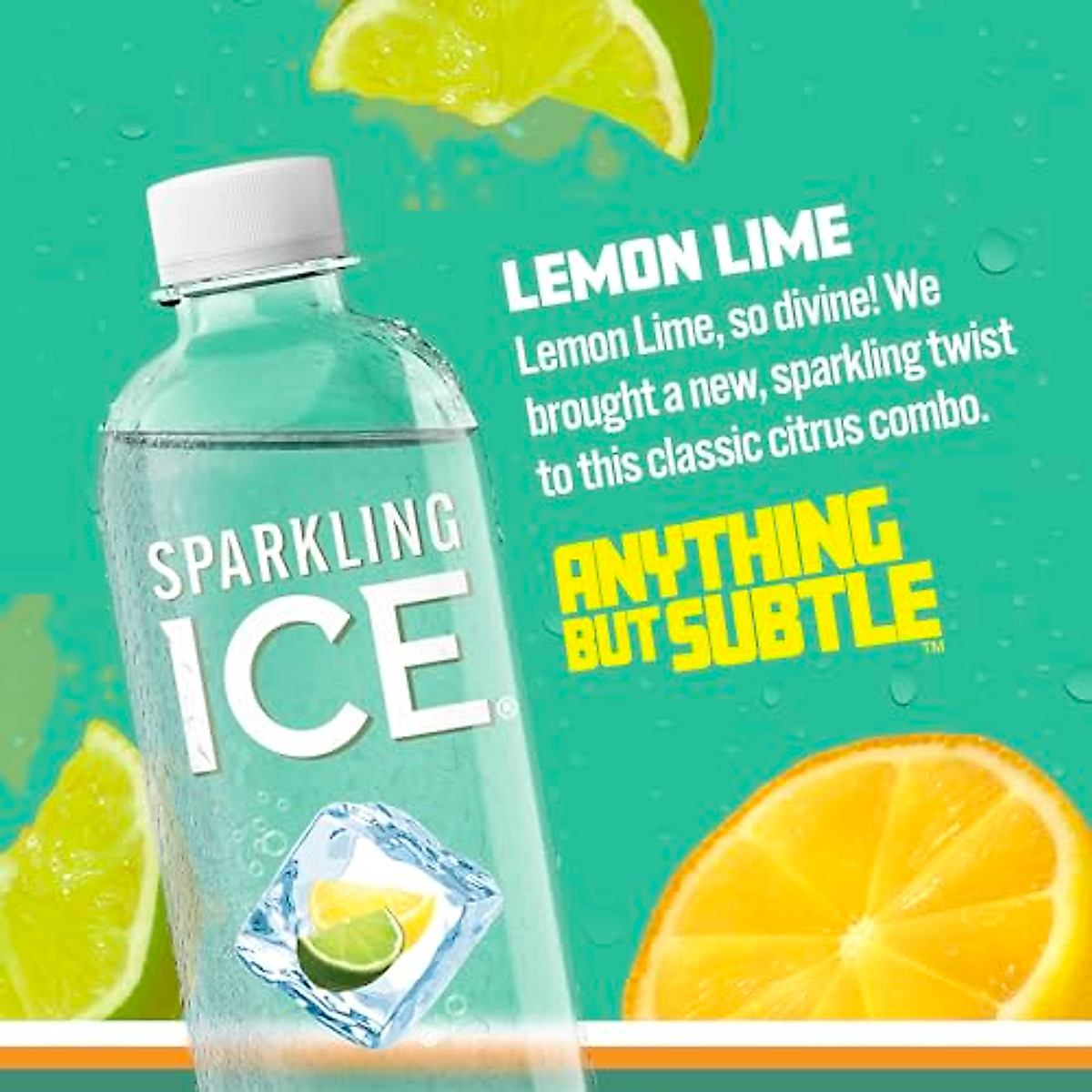 Sparkling Ice, Lemon Lime Sparkling Water, Zero Sugar Flavored Water, with Vitamins and Antioxidants, Low Calorie Beverage, 17 Fl Oz (Pack of 12)