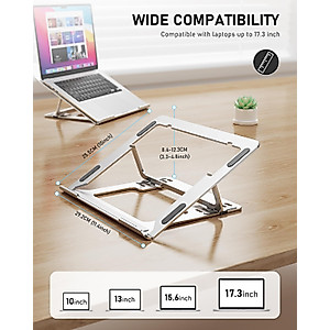 ACEMAGIC Laptop Stand, Aluminum Computer Riser, Ergonomic Laptops Elevator for Desk, Metal Holder Compatible with Notebook Computer Under 17.3 Inches, Silver