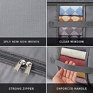Extra-Large Under Bed Storage Bags Organizer Container[3Pack] Underbed Polyester cloth 210D with Strengthened Handles Large Comforters Foldable Under The Bed Storage Bags Breathable with Clear Window