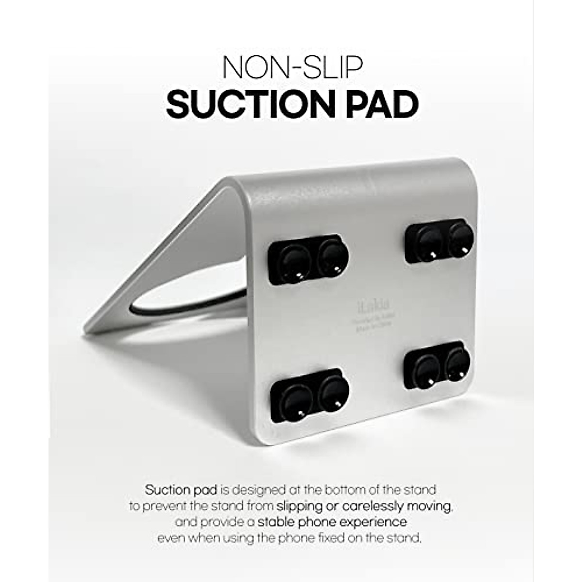 iLakia Cell Phone Stand for MagSafe Charger, Aluminum Charging Holder Dock Cradle for Desk, Mag-Safe Accessories Compatible with iPhone 14 13 12 Model Series, Silver Color (MagSafe Not Included)