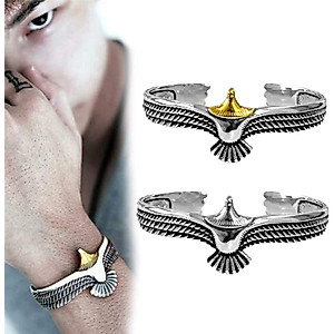 Aderpmin Eagle Cuff Bracelet-Fashion Adjustable Eagle Cuff Wristband Open Ended Bangle Wristband Bracelet for Valentine Gifts (Gold+Silver)