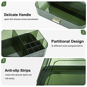 Makeup Organizer with Drawer, Large Capacity Countertop Organizer for Vanity, Bathroom and Bedroom Desk Cosmetics Display Case for Lotions, Brushes, Perfumes, Eyeshadow, Lipstick and Nail Polish