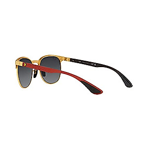 Ray-Ban RB8327M Scuderia Ferrari Collection Round Sunglasses, Black on Matte Gold/Grey Gradient Mirrored Silver, 53 mm