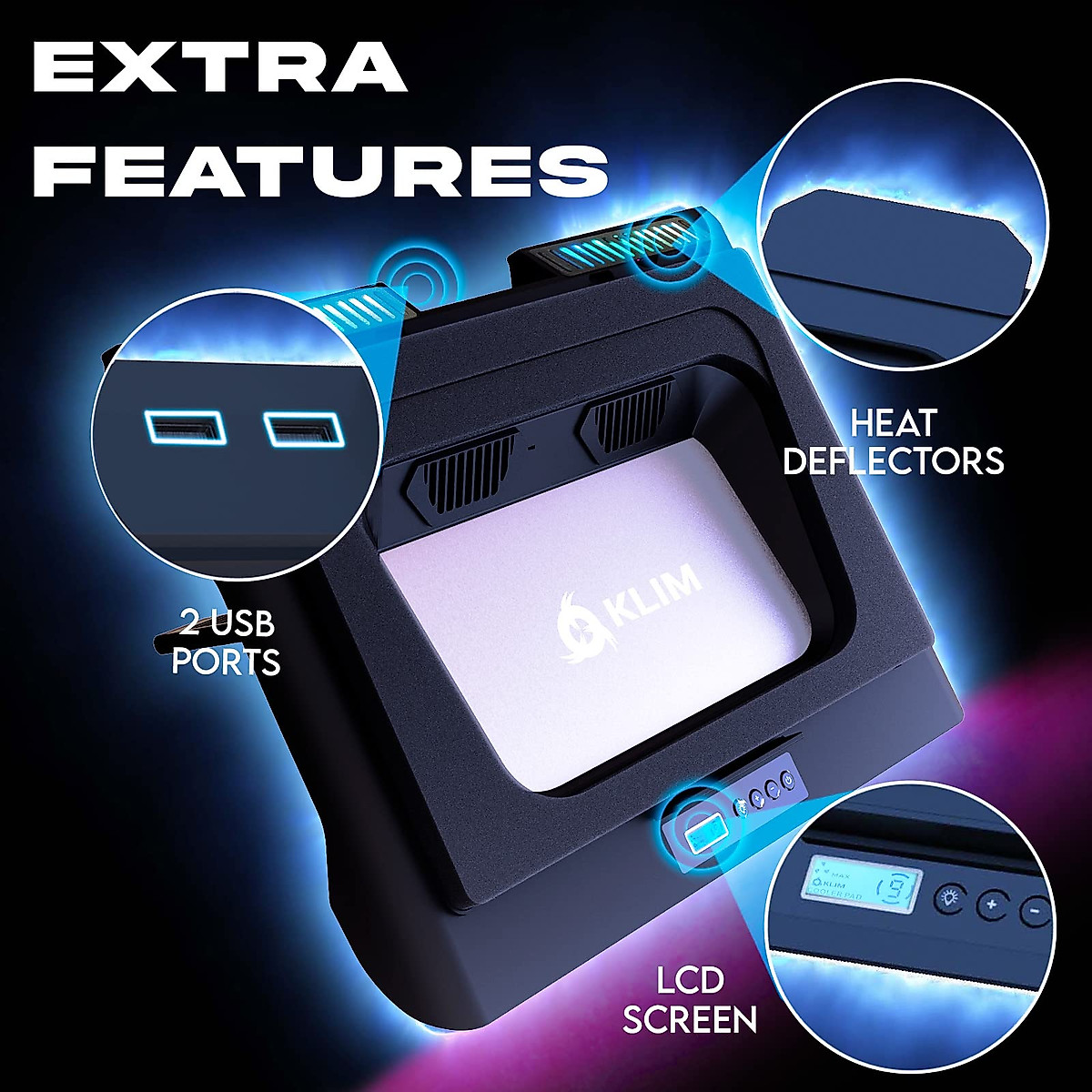 KLIM Everest Laptop Cooling Pad | New 2024 | Powerful Turbo-Fan 4300 RPM Laptop Cooler | Sealed Foam for Maximum Performance | Avoid Overheating and Protect Your Gaming Laptop | 14-17.3 in