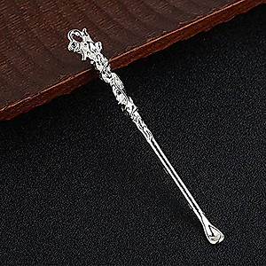 PZRT 2PCS Mini Retro Spoon Shovel Spoon Scoop Necklace Loop Pendant for Filling Vials Silver Color