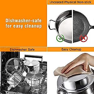 Stainless steel pot set,6 Piece Kitchen Induction Cookware Sets with Glass Lids, Stay Cool Handle, Works with Induction, Electric and Gas Cooktops, Oven Safe，Dishwasher