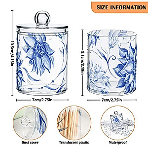 Tatenale Q tip Holder with Lid Cotton Swab Holder Dispenser Container Organizer Cotton Ball Jar Plastic Jars for Cotton Pad Bathroom Vanity Makeup Organizer 2Pack