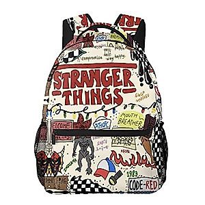 YJZINING Stranger Backpack Large Capacity Portable Laptop Backpack Outdoor Travel Durable Alphabet Backpack For Boys Girls (Style-6, One Size)