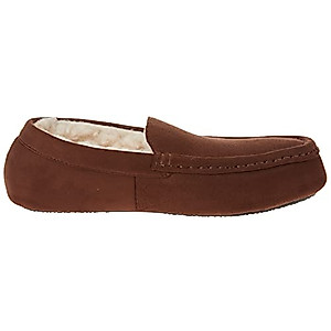 Amazon Essentials Men's Moccasin Slipper, Dark Toffee Brown Microsuede, 9