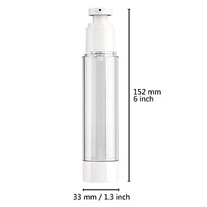 50ML / 1.7oz 6pcs Transparent Ounce Empty PS Plastic Airless Vacuum Pump Press Bottle Jar Pot Vial Container For Cosmetic Makeup Serums Cream Lotion Travel Toiletries Liquid Toner Sample