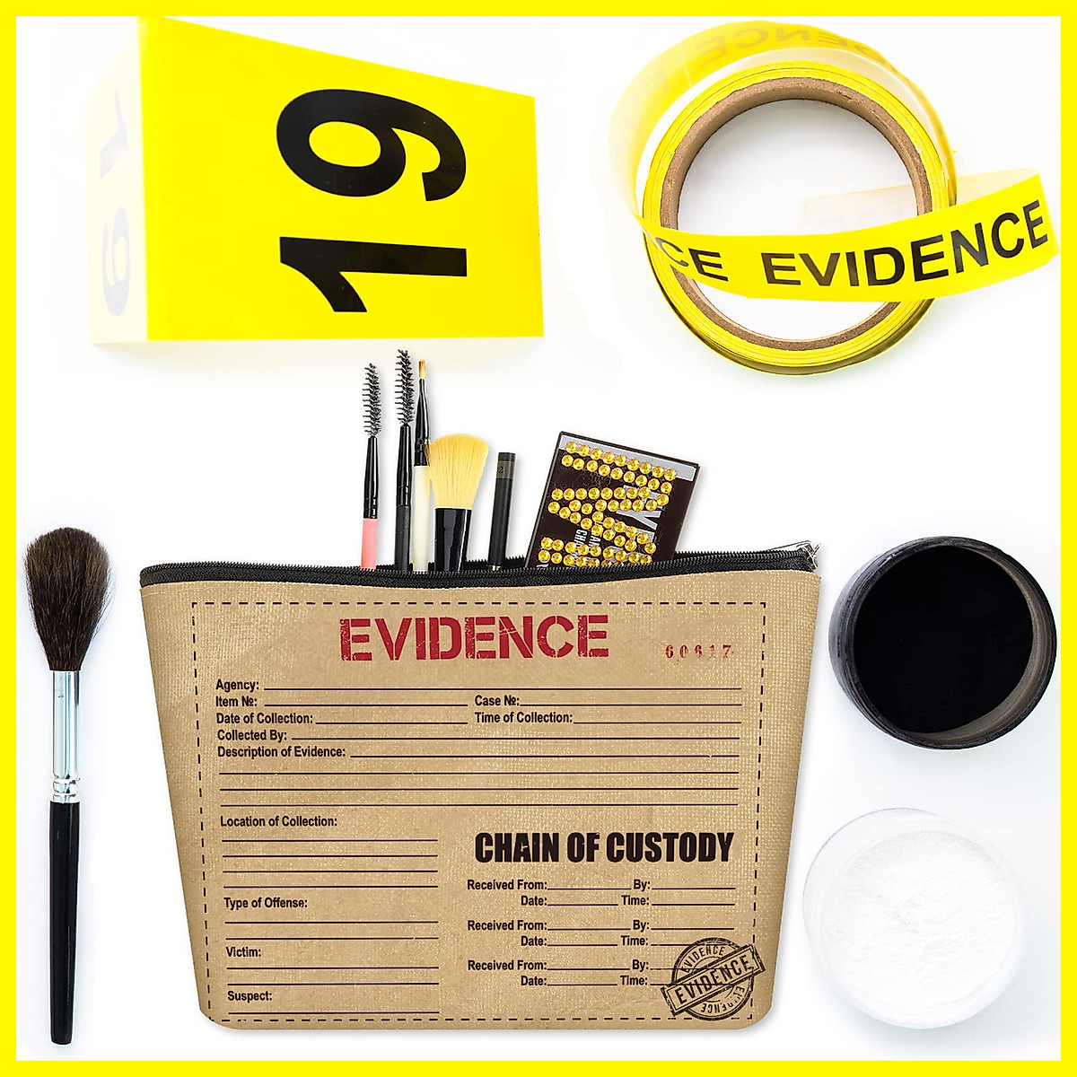 Oudain 4 Pcs Evidence Bags Evidence Makeup Bag Evidence Pencil Bag Novelty Zipper Pouch True Crime Bags for Women Office
