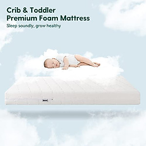 BABELIO Breathable Crib Mattress, Dual-Sided Memory Foam Toddler Mattress, Waterproof Baby Mattresses for Crib and Toddler Bed, Removable and Machine Washable Mattress Cover, 52" x 27"