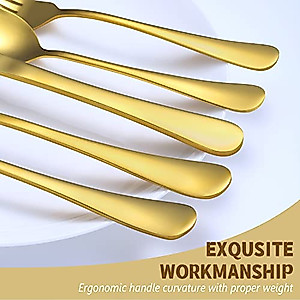 20 Piece Gold Silverware Set, Stainless Steel Flatware Utensil Sets for 4, Gold Cutlery Set Includes Forks Spoons Knives, Mirror Polished, Dishwasher Safe