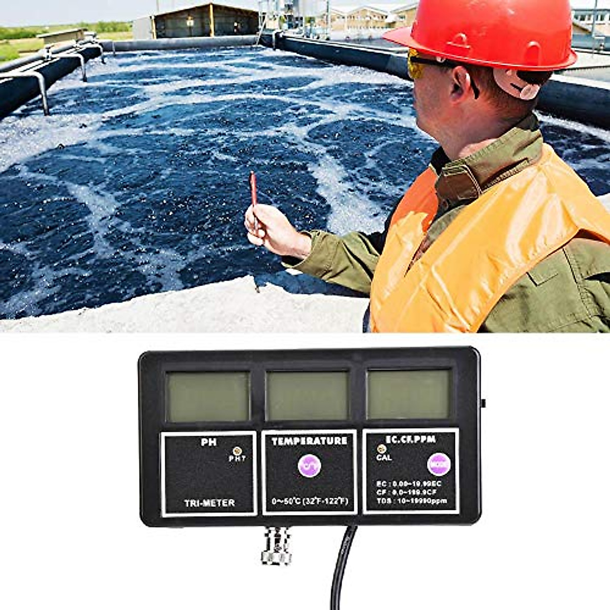 ciciglow Water Quality Monitor Tester, 5-in-1 EC CF Temperature Meter Tester with Backlight Display for Aquarium/Pool/Fish/Water Laboratory(110V US)