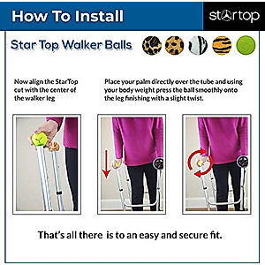 STARTOP Deluxe Pre Cut Walker Tennis Ball Glides - Walkers Legs Universal Precut Glide Balls, Accessories Gifts for Elderly Seniors or Medical Rehab (Yellow)