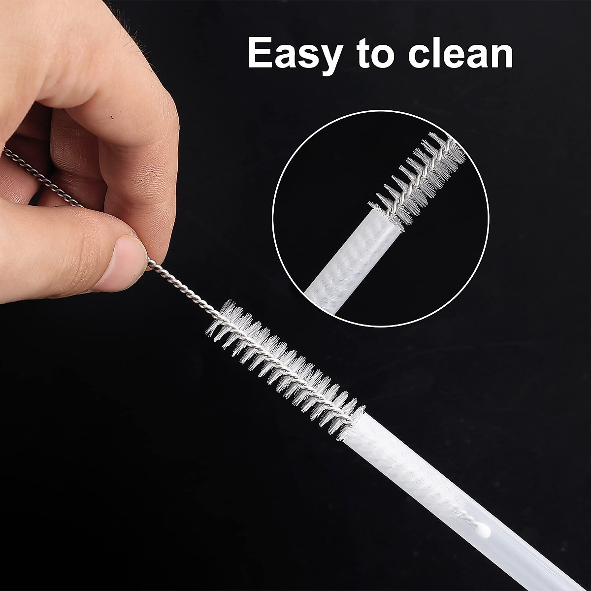 Straws Set for Yeti Rambler Bottle, Including 6pcs Replacement Straws and 1pc Cleaning Brush, 8.39 inch Length Cuttable Drinking Straws Reusable Replacement Straws