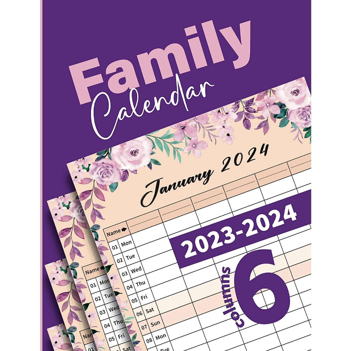Family Calendar 2024 6 columns: Family Planner 2023/2024 From Sep 2023 to Des 2024, Family Calendar Monthly Organiser for up to 6 Persons, Monthly Planner Calendar, Calendar Month to View Pages