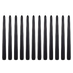 Mega Candles 12 pcs Unscented Black Taper Candle, Hand Poured Wax Candles 10 Inch x 7/8 Inch, Home Décor, Wedding Receptions, Baby Showers, Birthdays, Celebrations, Party Favors & More