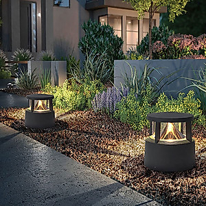 KAIKEA Black Cylindrical Post Light Fixture for Exterior House Porch LED Patio Outside Deck Garage Yard Driveway Home Lawn Walkway Pillar Light Garden Landscape Pedestal Lamp Fixture